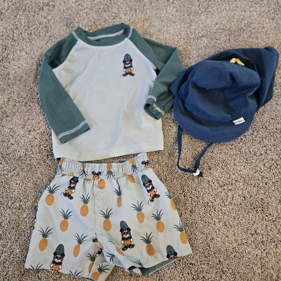 Swim | Disney Mickey And Pineapples Swim Set With Matching Sun Hat ...
